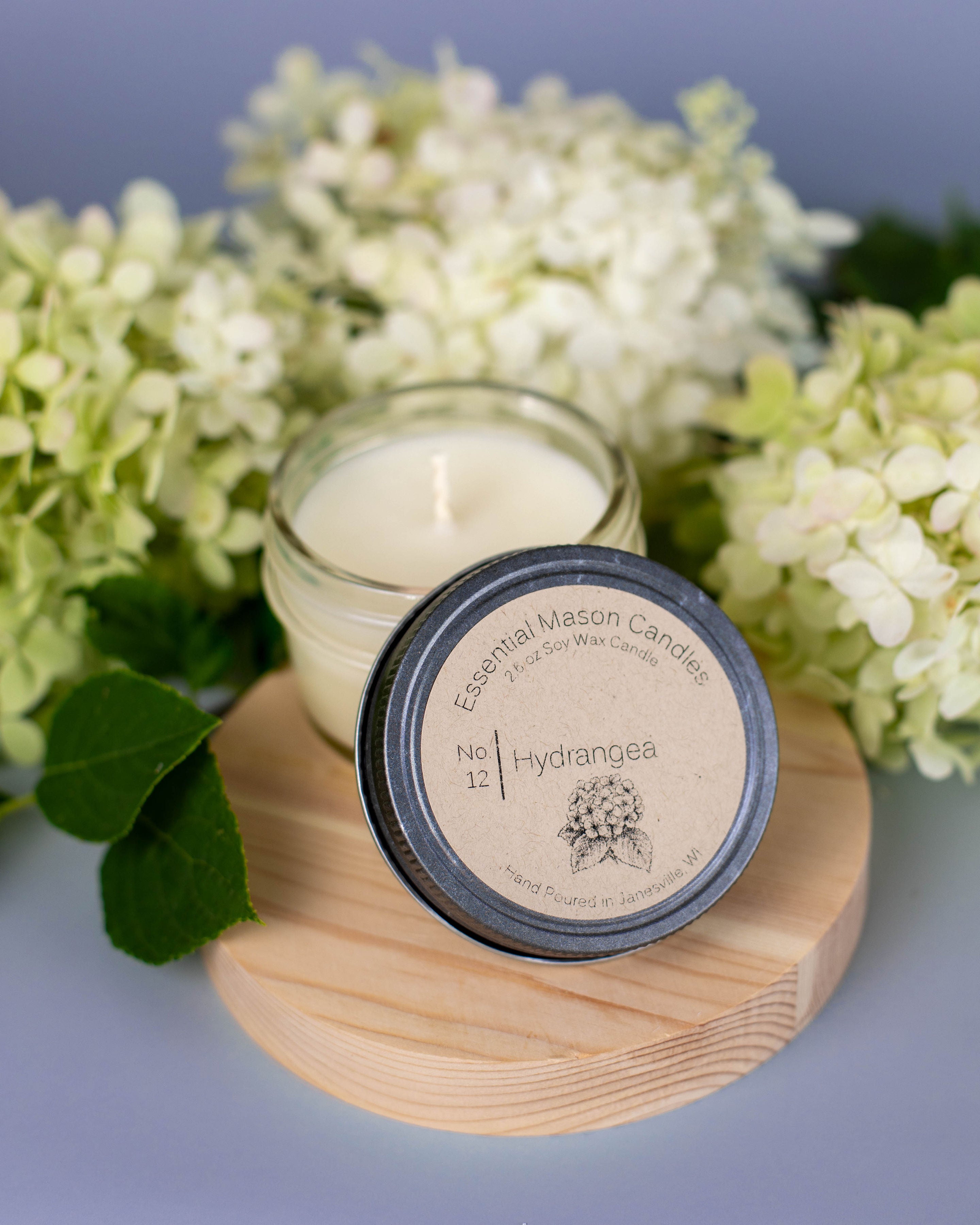 Hydrangea Soy Candle - 2.6 oz – Essential Mason Candles